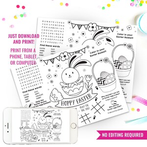 Printable Easter Activity Coloring Placemat - Easter Bunny Printable ...