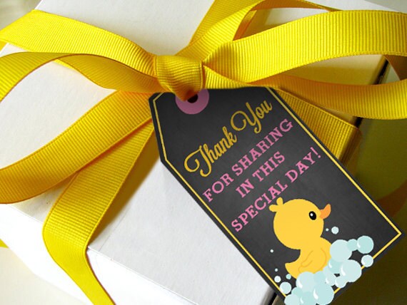 Chalkboard Rubber Duck Favor Tags - Girl Rubber Ducky - Girl Baby ...