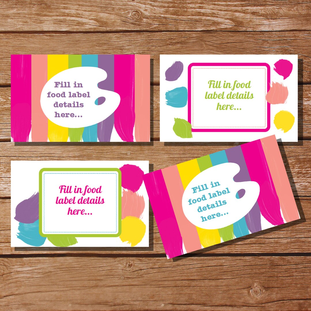 Art Party Tent Cards, Food Labels, Buffet Cards, Food Tags Art Party ...