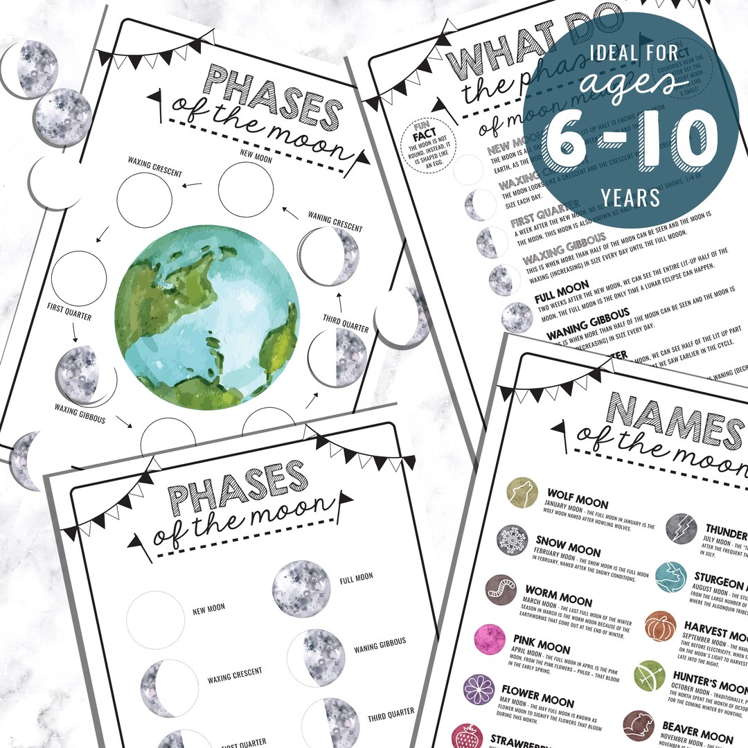 Moon Phases Activity Printable Moon Phase Game Outer Space Worksheet ...