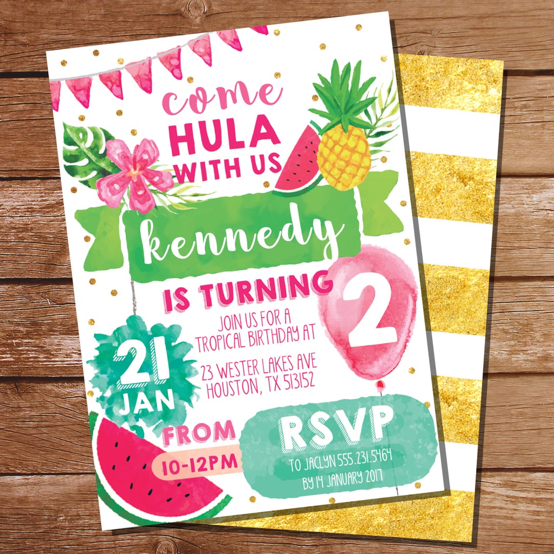 Tropical Party Invitation - Pineapple Party - Hawaiian Party Invitation ...