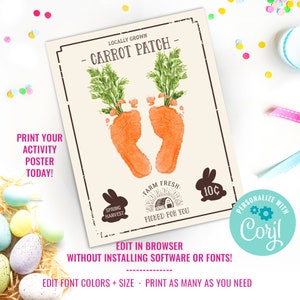 Farm Sign Carrot Patch Easter - Footprint Feet Art Craft - Activity ...