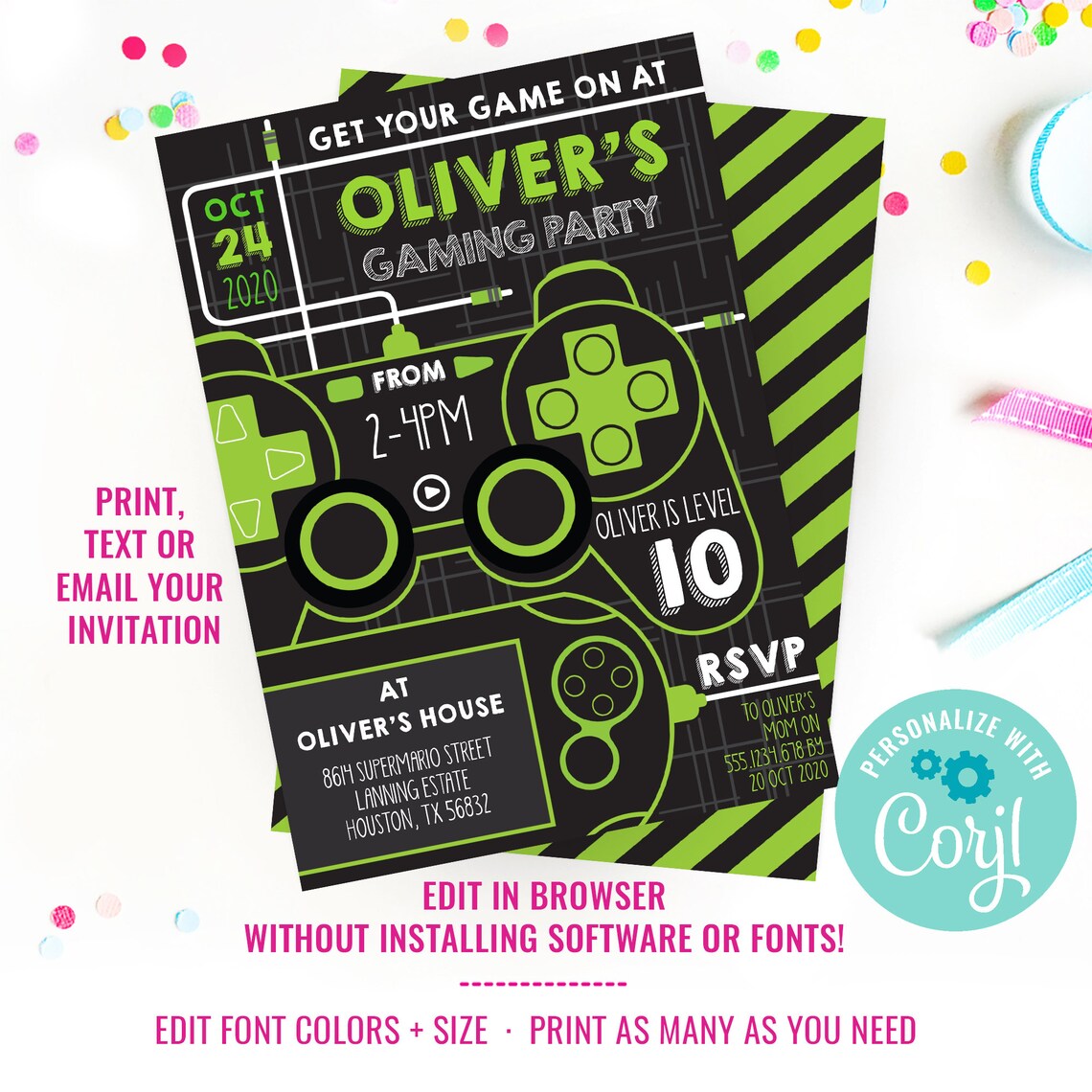 Gaming Party Invitation Video Game Invitation Gamer Party - Etsy