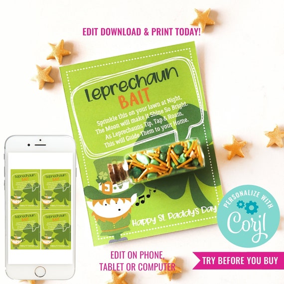 Leprechaun Bait Card - Leprechaun Food Printable File - St. Patrick's ...