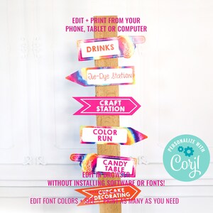 Tie-dye Party Directional Signs Tween Girls Tie Dye Party - Etsy