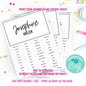 Printable Labels Filing System Milestone File Tab Organization Modern ...