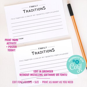 Family Traditions Sign and Card Baby Shower Game Share a Memory DIY ...