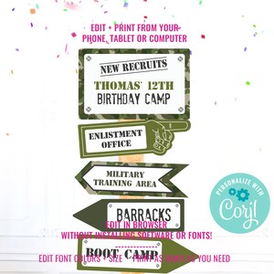 Army Camo Party Directional Sign Army Party Printable Welcome Sign ...