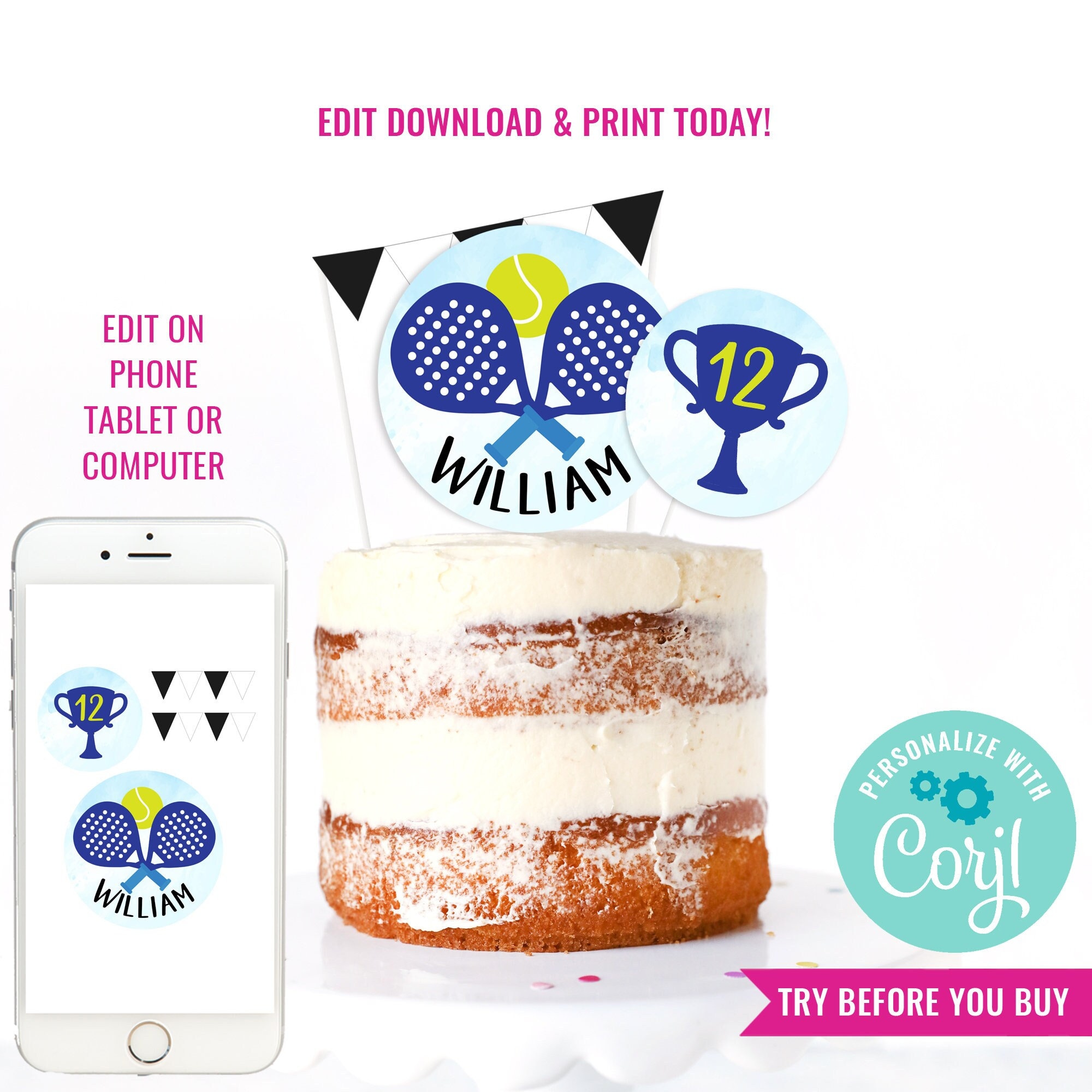 Pickleball Party Cake Toppers Padel Party Cake Topper Pickle Ball Party ...