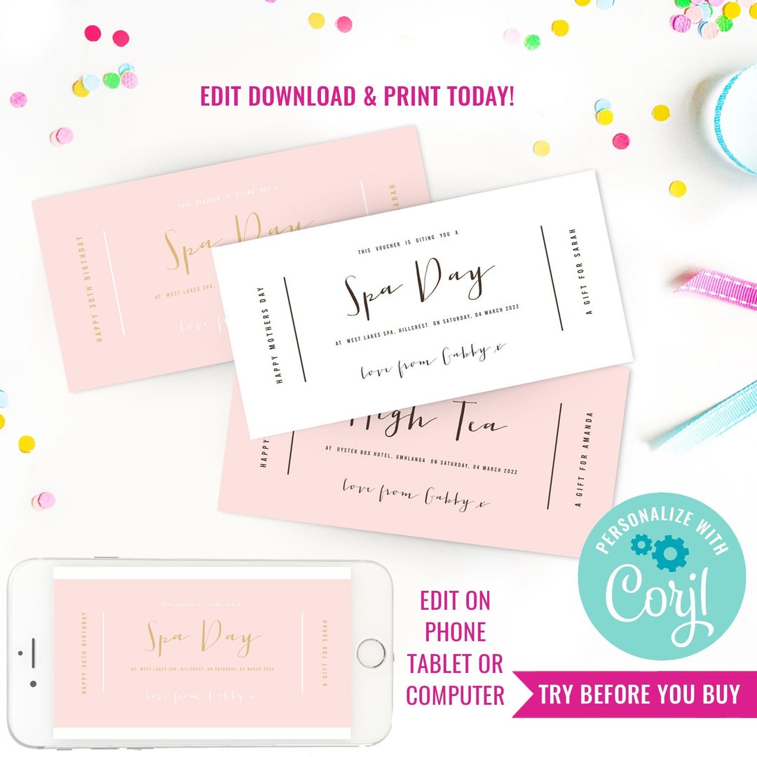 Custom Coupon Template - Printable Coupon Voucher - Editable Coupon ...