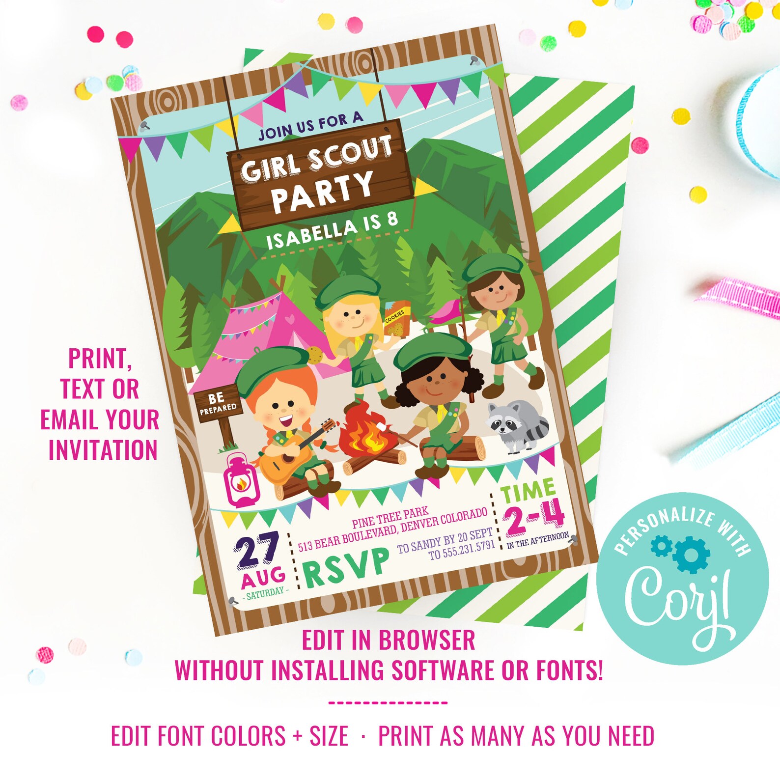 Girl Scout Party Invitation Girl Scout Birthday Party - Etsy