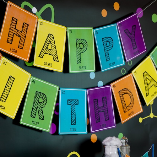 Periodic Table Banner Happy Birthday Name Science Party - Etsy