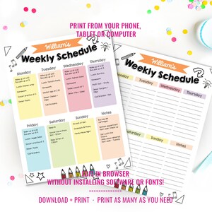 Kids School Checklist Daily Schedule Printable Kids Custom Chore Chart ...
