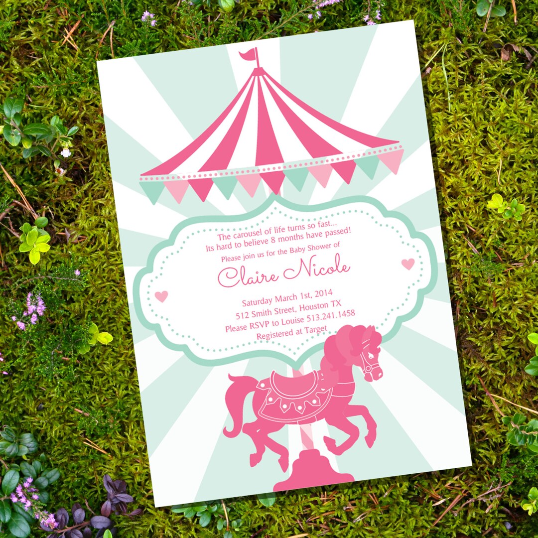 Carousel Baby Shower Invitation Only Instantly - Etsy