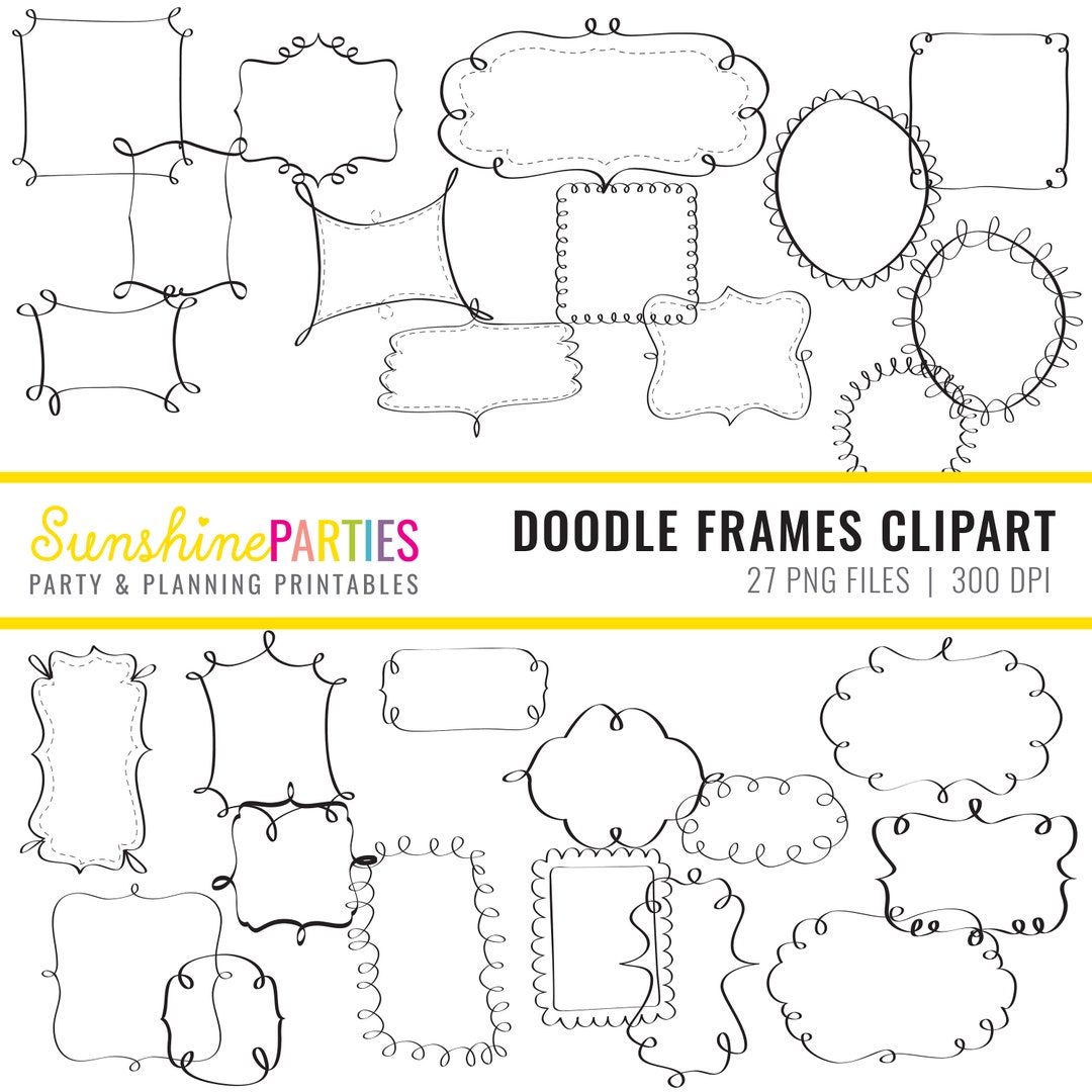 Doodle Frame Digital Clipart Set Digital Frame Clipart Set Instant ...