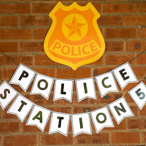 Policeman Party Birthday Banner - Police Birthday Party Banner ...