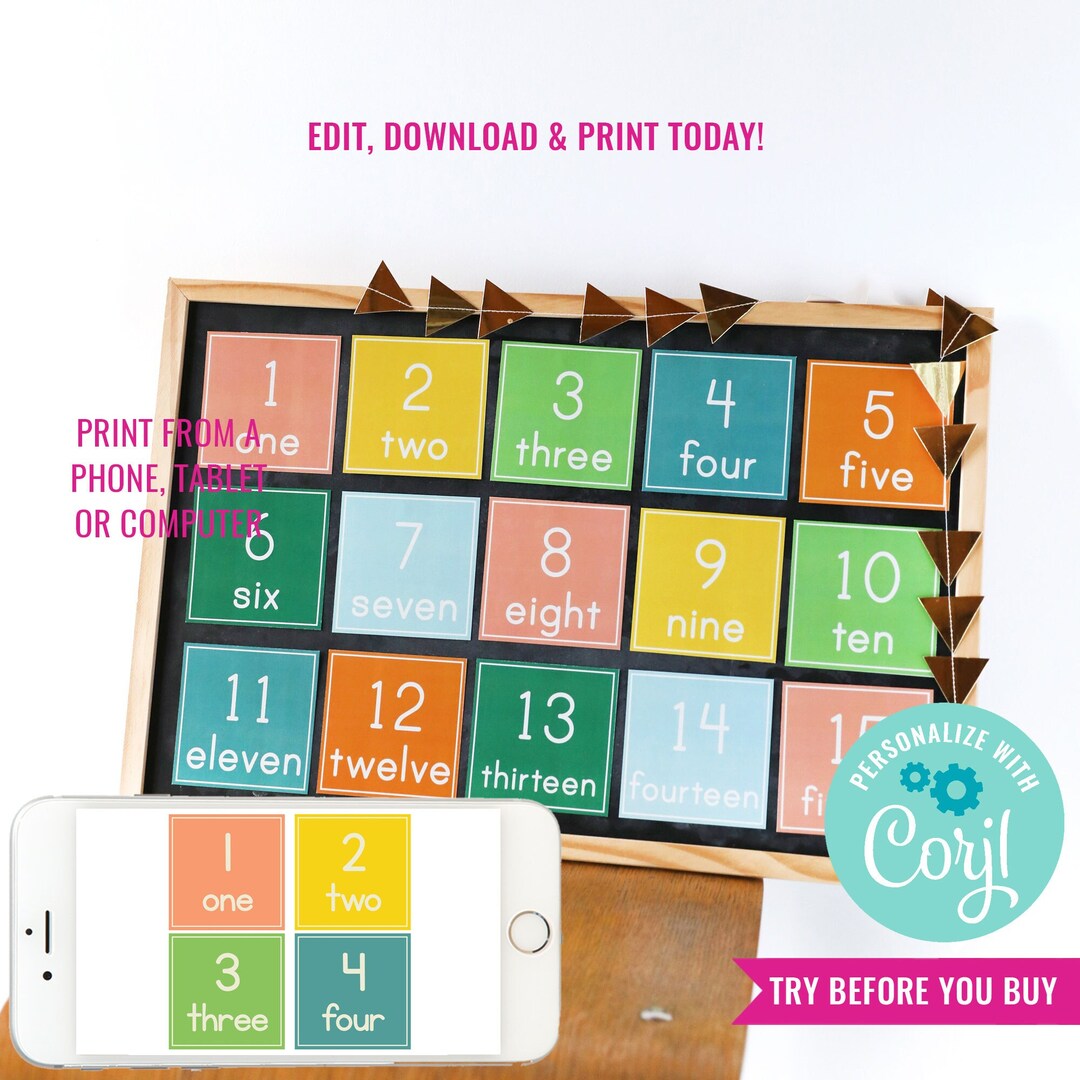 Number Posters for Classroom Number Poster for Kids Retro - Etsy