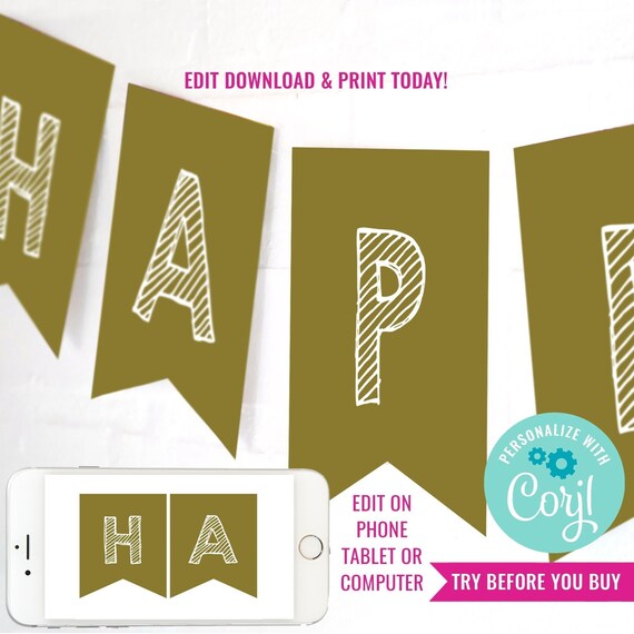 Army Tank Party Birthday Banner for a Boy - Army Party Happy Birthday ...