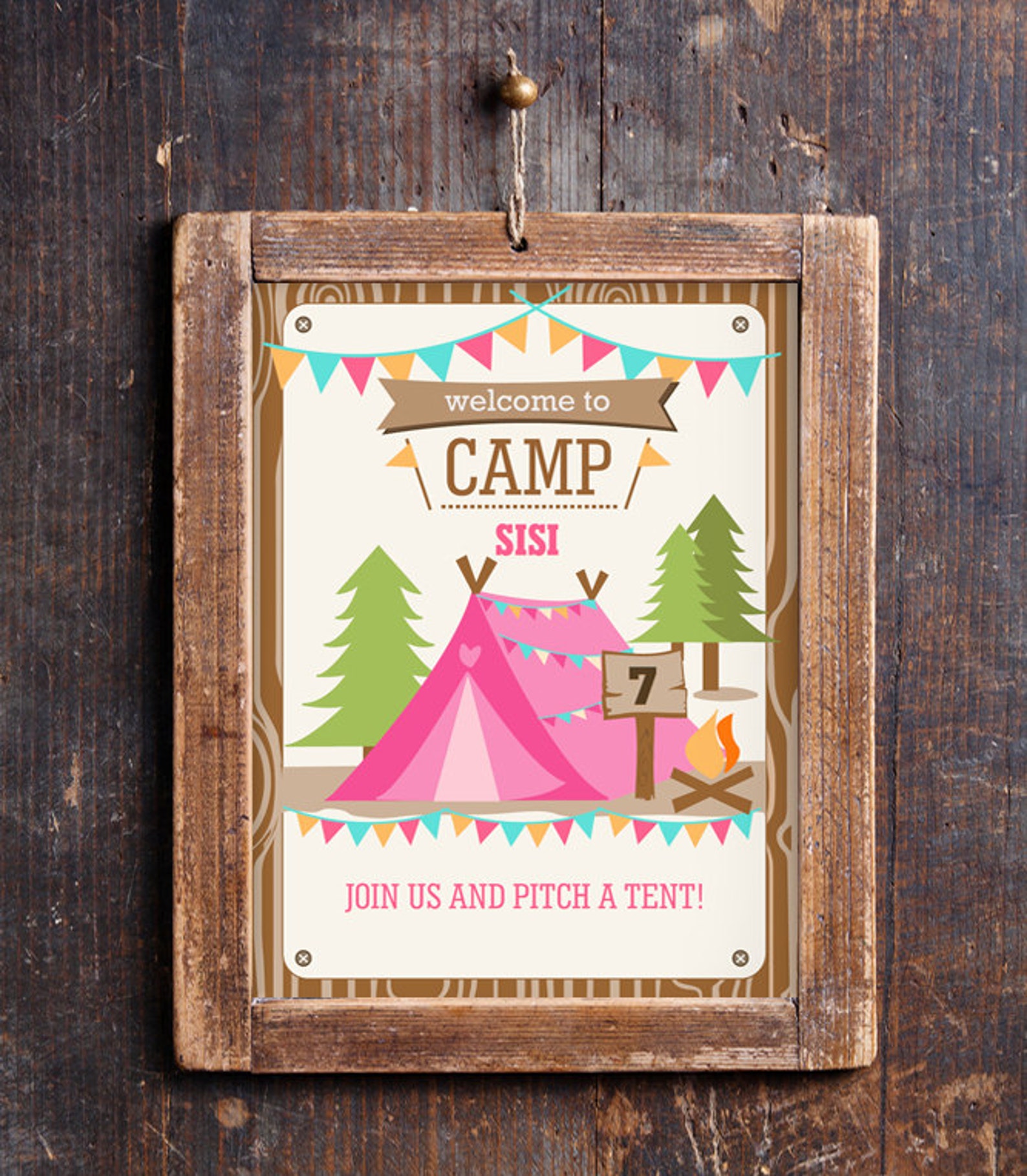 Camping Tent Party Door Sign Camp Out Glamping Editable | Etsy