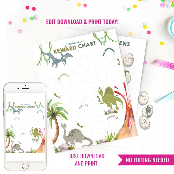 Dinosaur Reward Chart - Printable Dinosaur Chart - DIY Printable ...