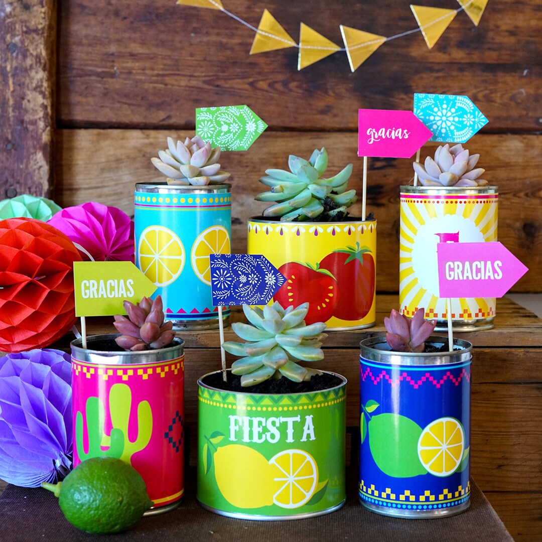 Mexican Fiesta Tin Can Wrappers Mexican Fiesta Party Favor - Etsy
