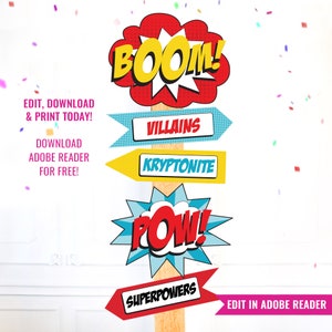 Superhero Party Welcome Sign Superhero Party Printable Sign Superhero ...