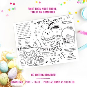 Printable Easter Activity Coloring Placemat - Easter Bunny Printable ...