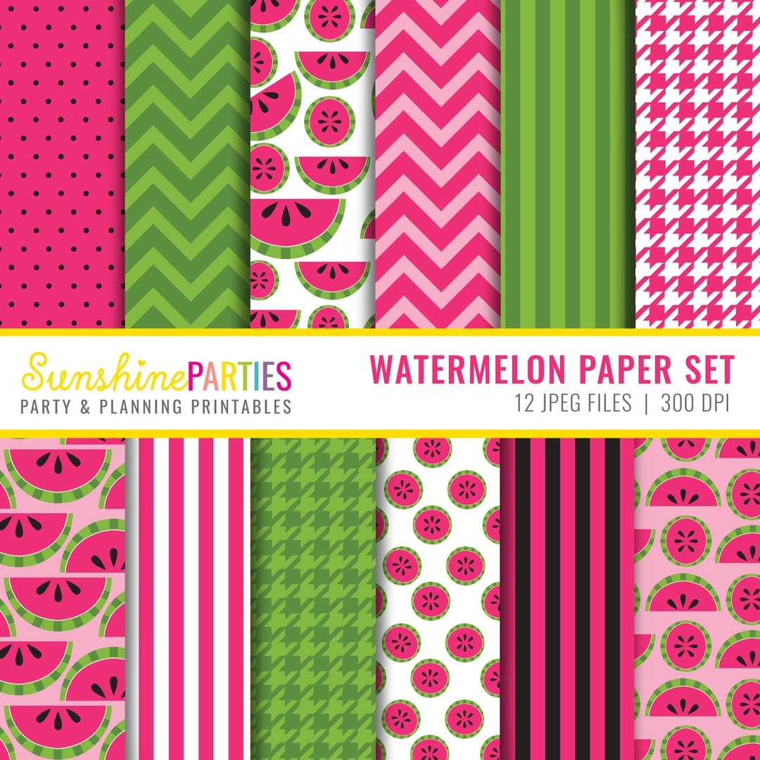 Watermelon Digital Paper Set 12 Digital Designs Instant Download - Etsy