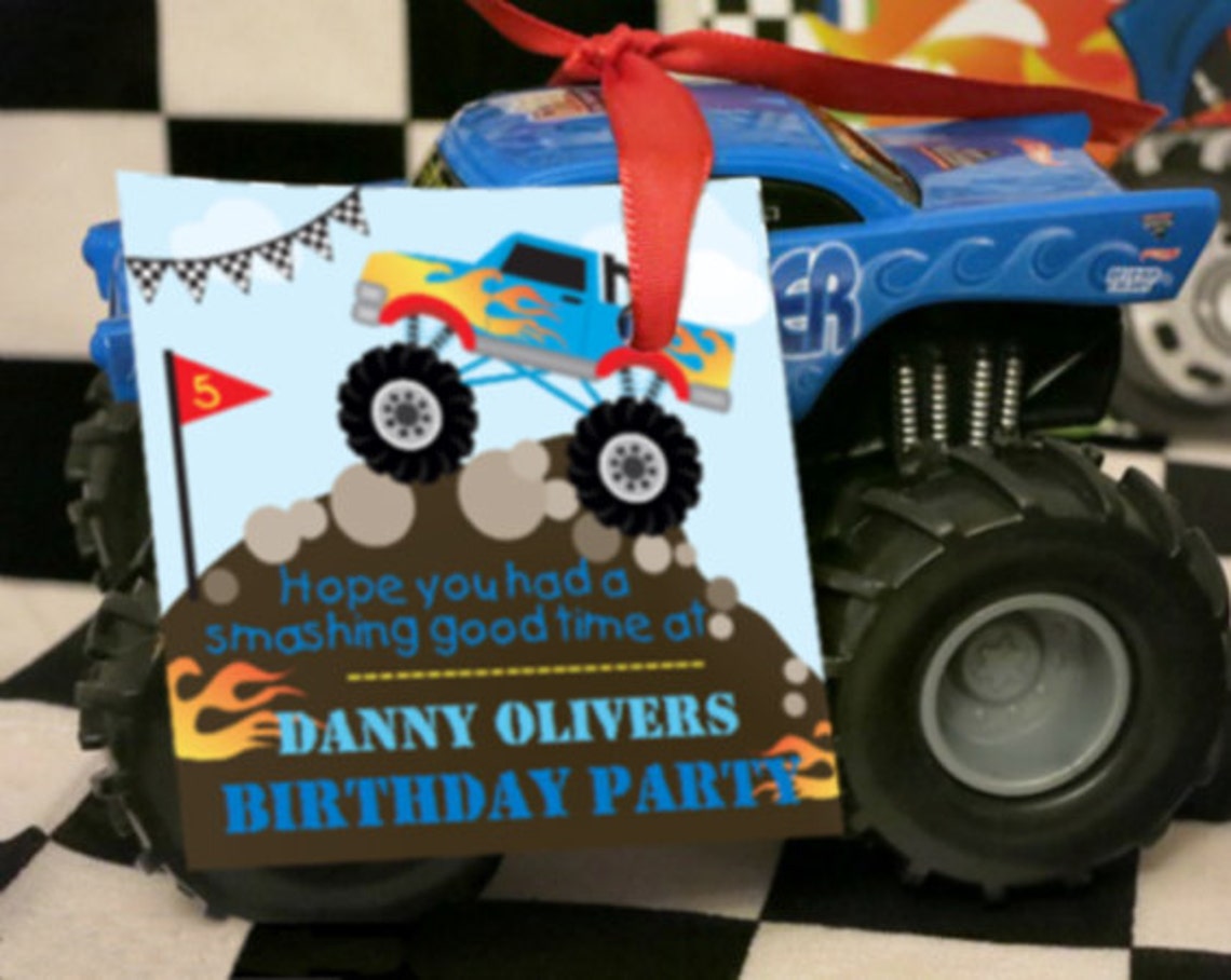 Monster Truck Party Favor Tags Monster Trucks Party Favors - Etsy