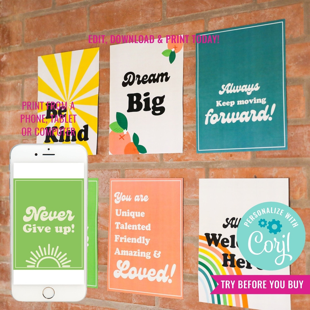 Classroom Motivational Poster Classroom Poster for Kids Printable Back ...