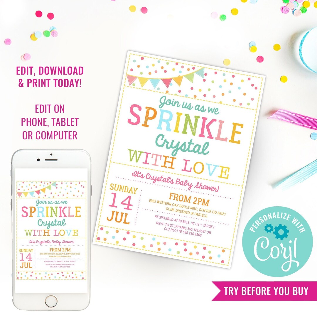 Sprinkle Baby Shower Invitation Rainbow Baby Shower - Etsy