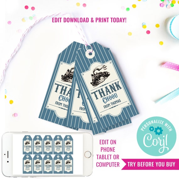 Train Party Favor Tags Train Ticket Favors Vintage Train - Etsy