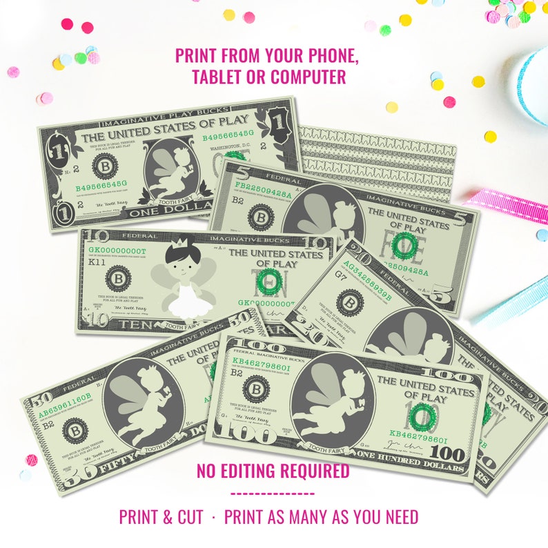 Printable Tooth Fairy Pretend Play Money Tooth Fairy | Etsy