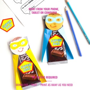 Fathers Day DIY Craft Gift Printable Candy Wrappers Super Dad DIY Gift ...