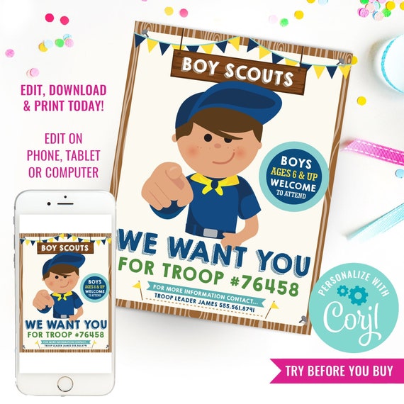 Boy Scouts Recruitment Flyer Printable - Join The Troop Flyer - Boy ...