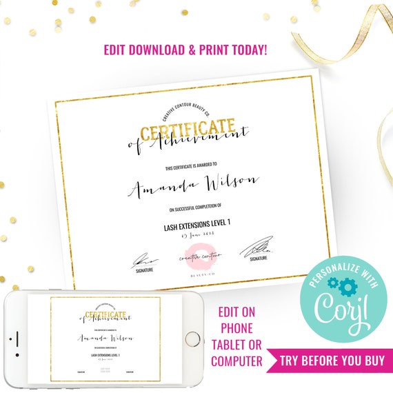 DIY Certificate of Achievement Template - Certificate of Completion ...