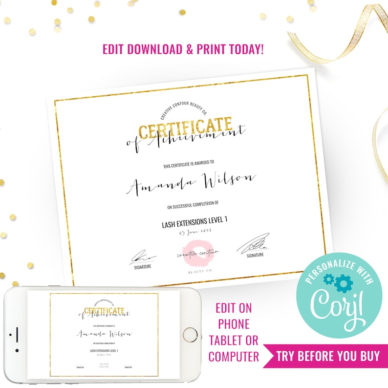 DIY Certificate of Achievement Template Certificate of - Etsy