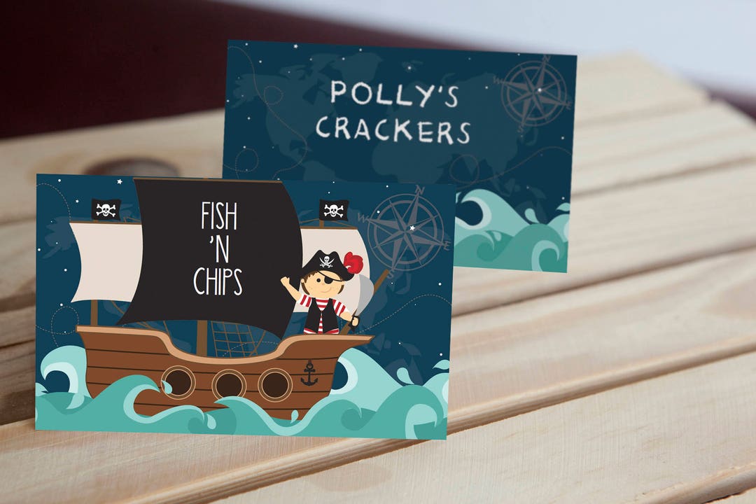 Boy Birthday Party Pirate Food Label Tent Cards Pirate Tent Cards ...