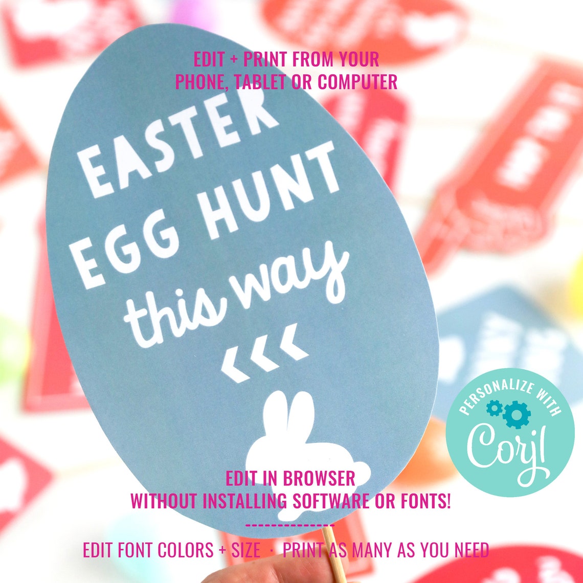 Easter Egg Hunt Printable Signs - Easter Egg Hunt Signs - Easter Bunny ...