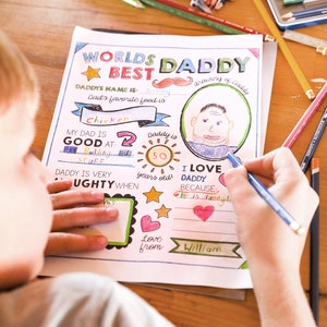 World's Best Daddy Coloring-in Page - Personalized Father's Day Gifts ...