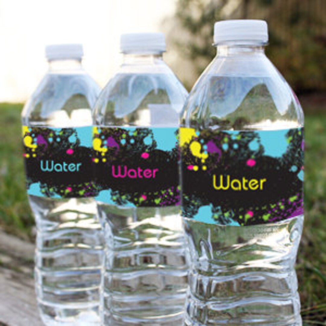 Neon Glow Party Water Bottle Labels Instantly Downloadable and Editable ...