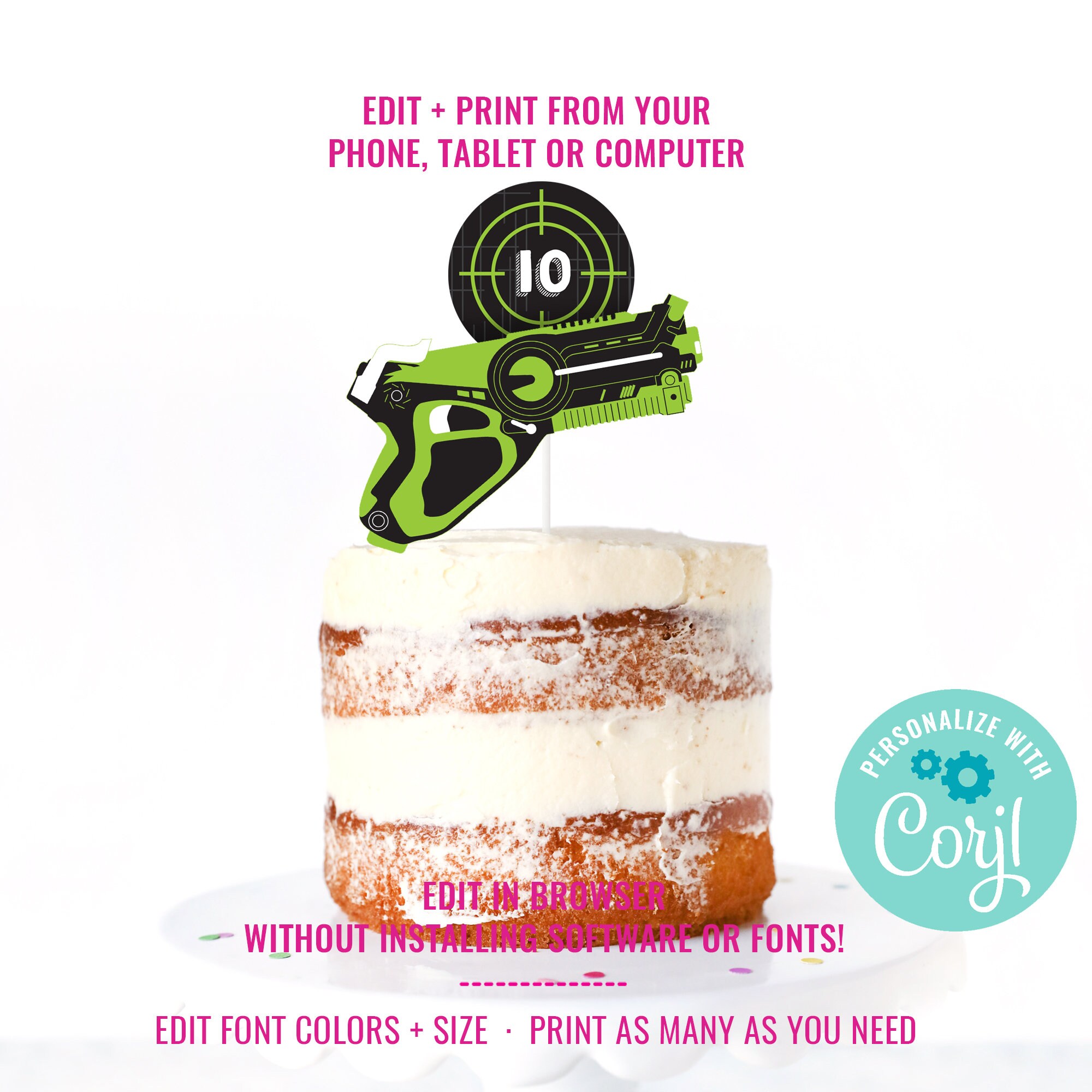 Laser Tag Birthday Party Cake Toppers Lazer Tag Party Cake - Etsy