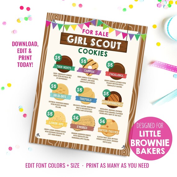 Girl Scout Cookie Booth For Sale Poster - Cookie For Sale Sign - LBB ...