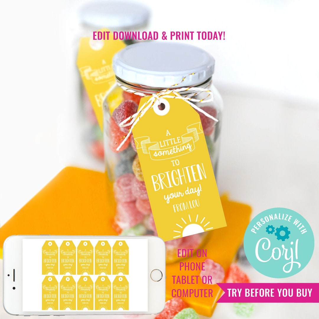 Custom Favor Tags Feel Better Favor Tag Brighten Your Day Favor Tag ...