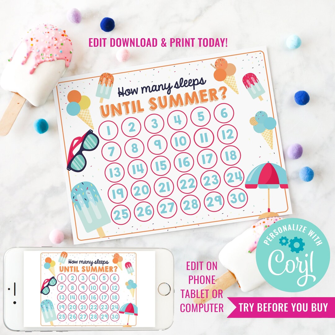Countdown Calendar for Kids Printable Countdown Calendar Countdown to ...