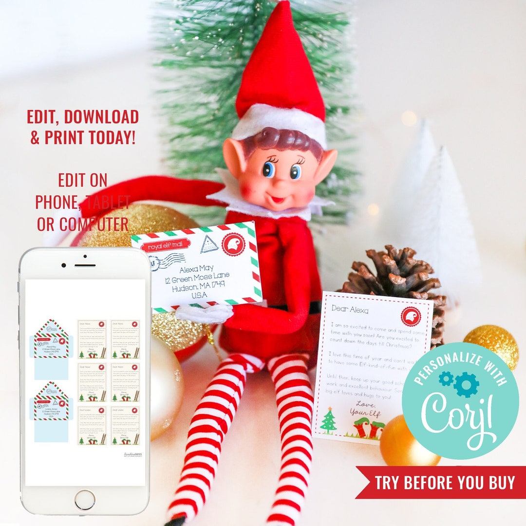 Elf Mail Post Mini Elf Note and Envelope Template Note From Your Elf ...
