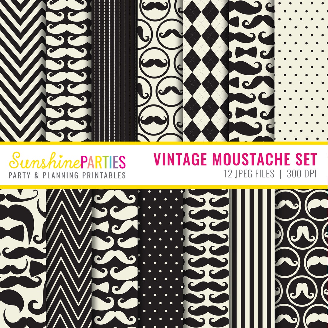 Mustache Krafting Digital Paper Set Kraft Moustache Digital Paper ...