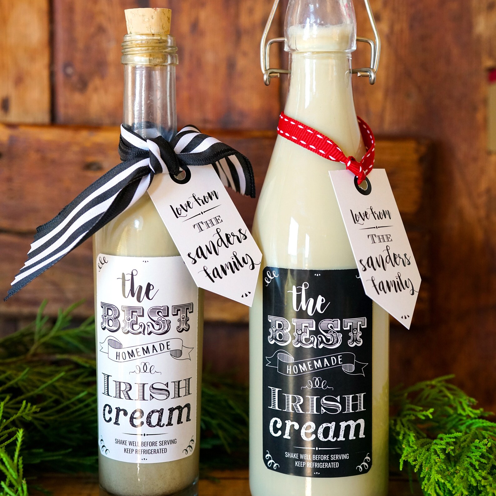 Homemade Gift Irish Cream DIY Gift Tags Bottle Label Stickers and Gift ...