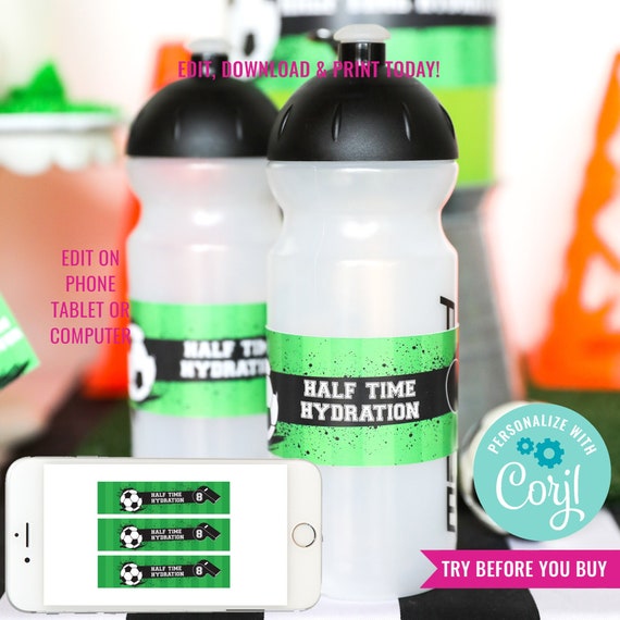 Soccer Party Water Bottle Labels - Soccer Party Drinks Labels ...
