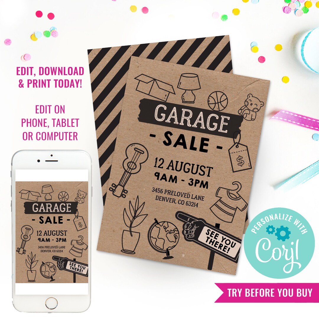 Garage Sale Flyer Advert Invitation Spring Clear Out Sale Yard Sale ...